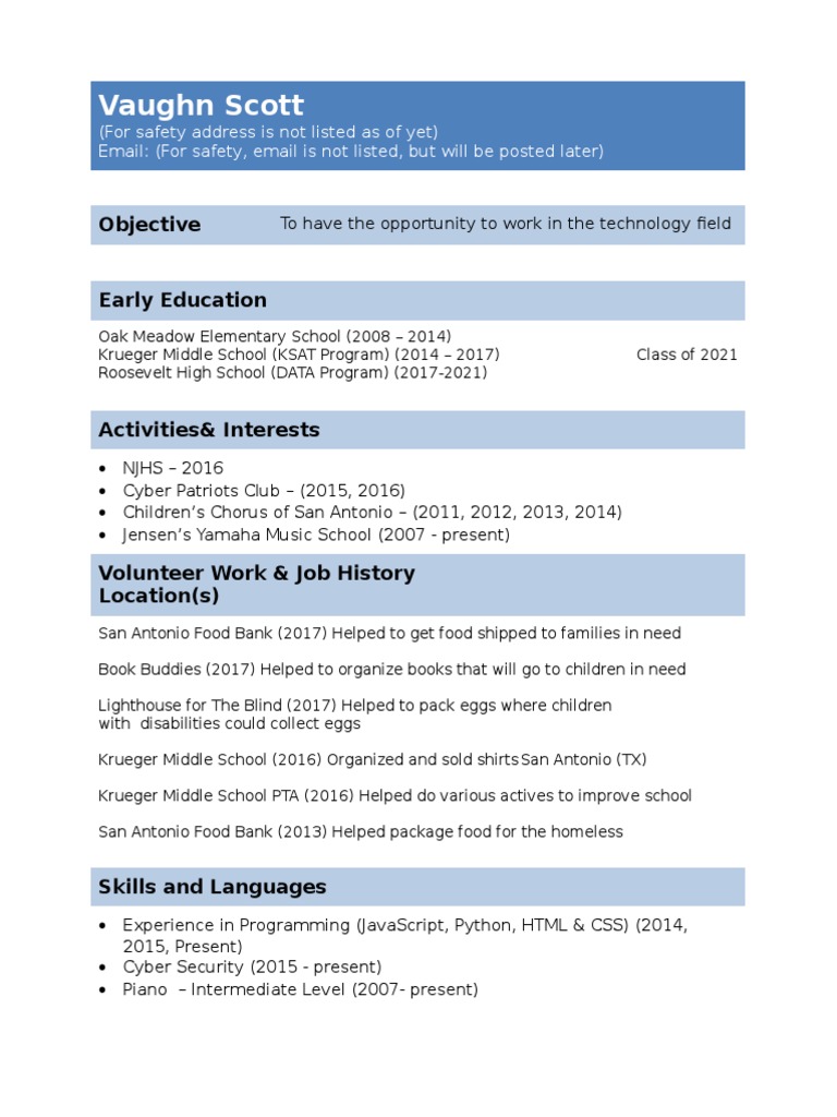 6 Vaughn Scott Resume | PDF | Language Arts & Discipline