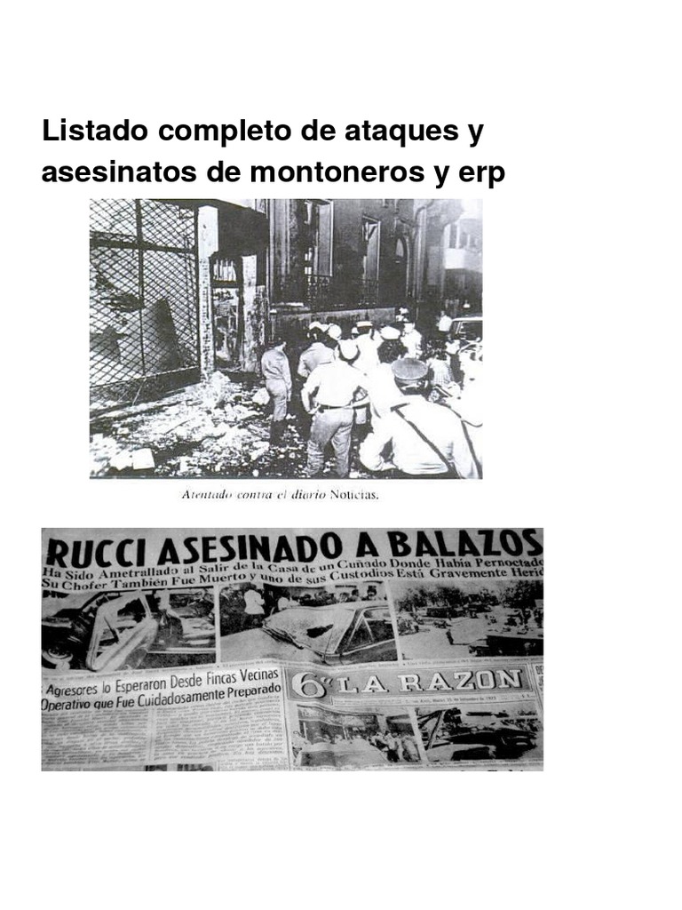 Ataques Montoneros | Argentina | Conflicto armado | Free 30-day Trial ...