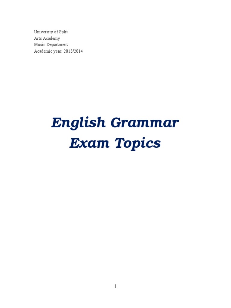 English Grammar Exam Topics | PDF | English Grammar | Rules