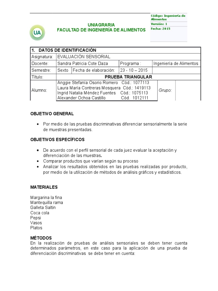 Prueba - Triangular - y - Duo - Trio OKKKK | PDF | Sabor | Refresco