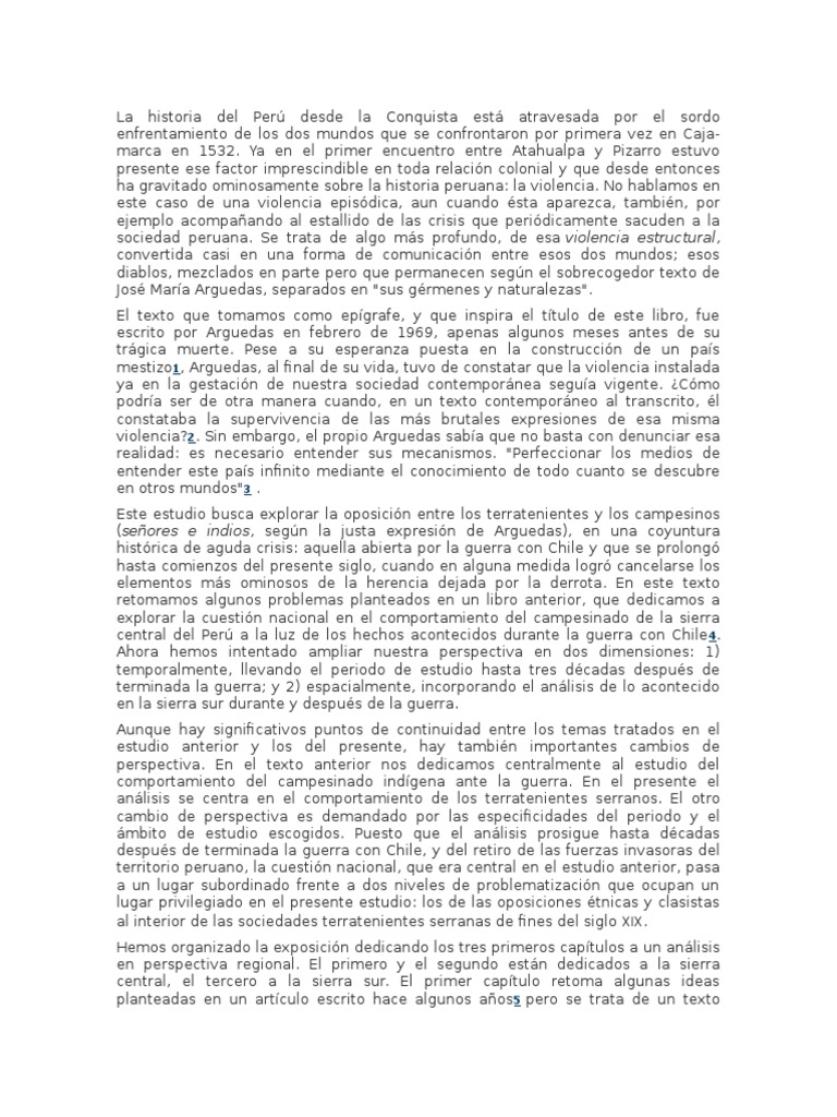 Yawar Mayu. Intro y Cap I - Nelson Manrique | PDF | Perú | Militar