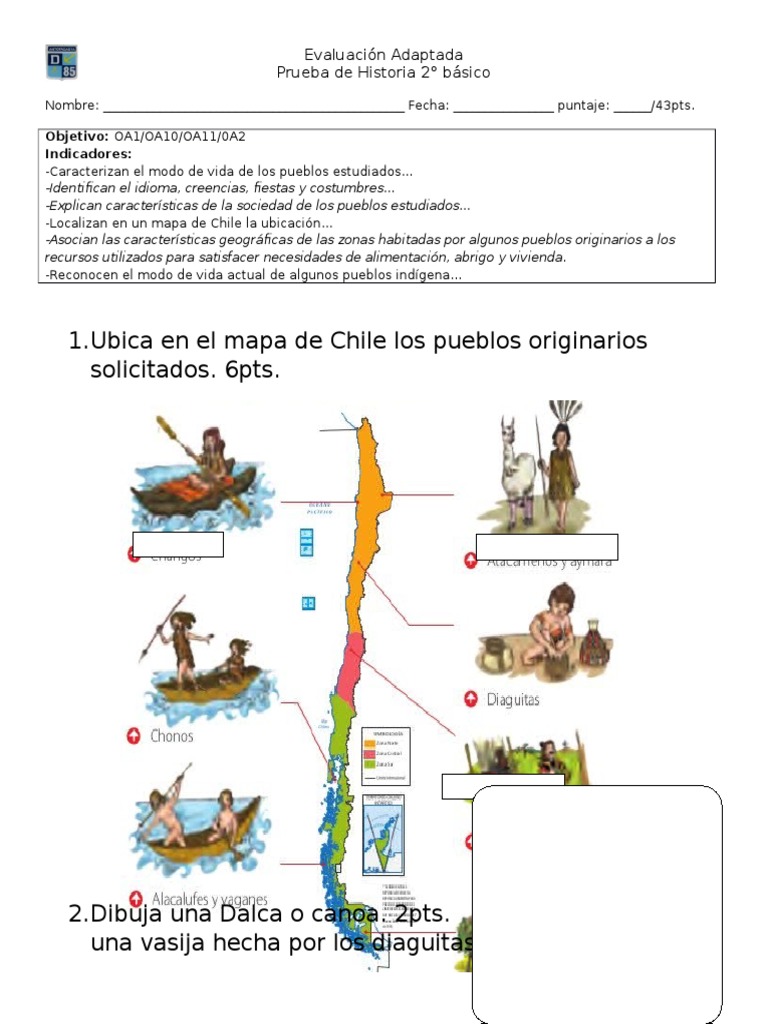 Prueba Historia Pueblos Originrios | PDF | Pueblos Indígenas de las ...