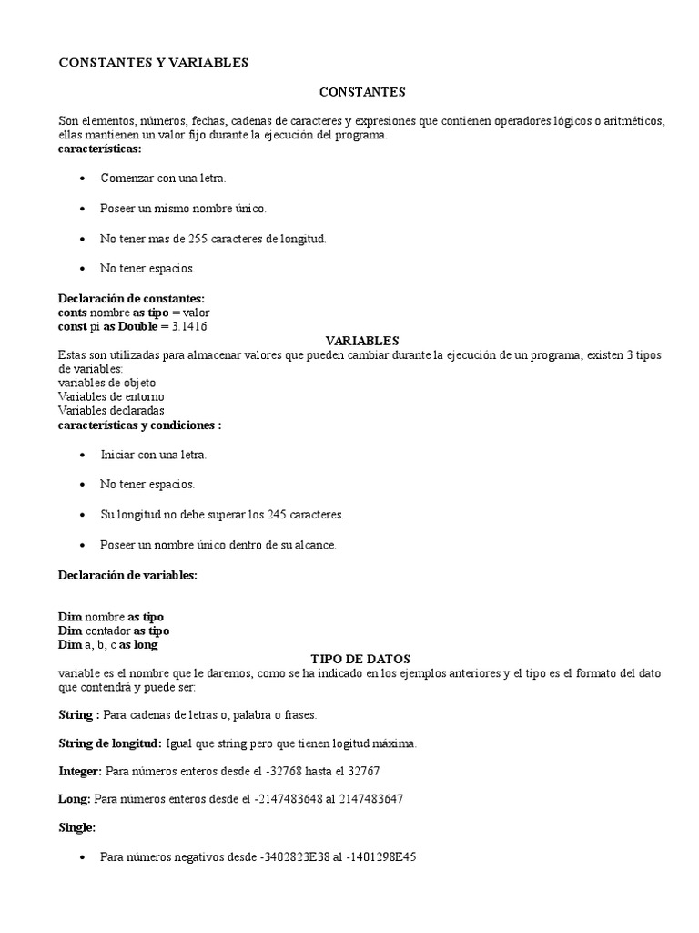 Constantes y Variables | PDF