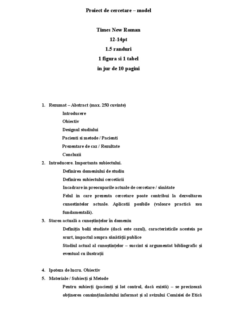 Proiect de Cercetare - Model | PDF