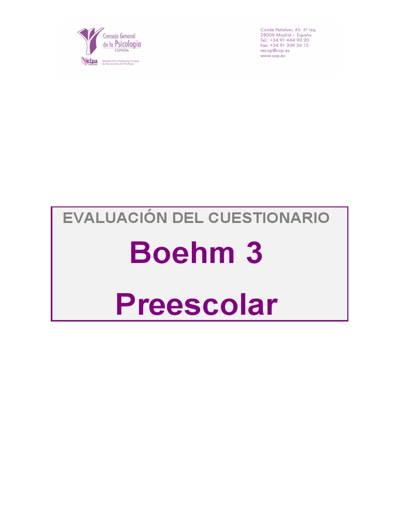 Evaluación del Test Boehm-3 Preescolar | PDF | Validez (Estadísticas ...