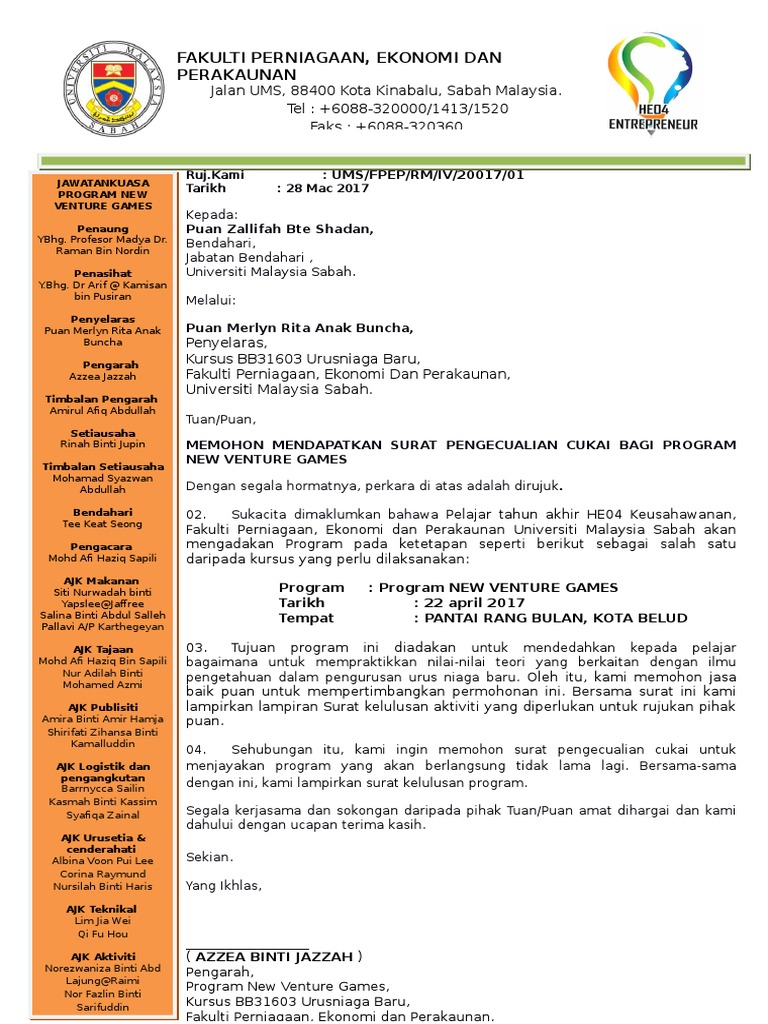 Surat Pengecualian Cukai | PDF