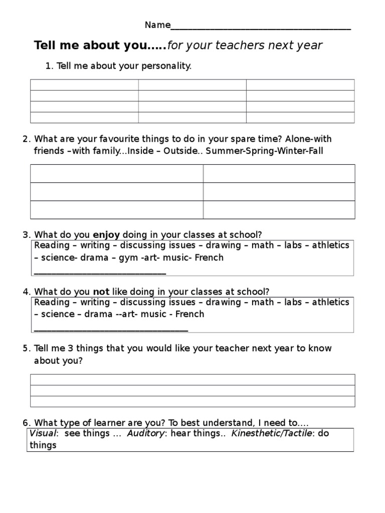 Iep Student Questionnaire | PDF | Education Theory | Teaching