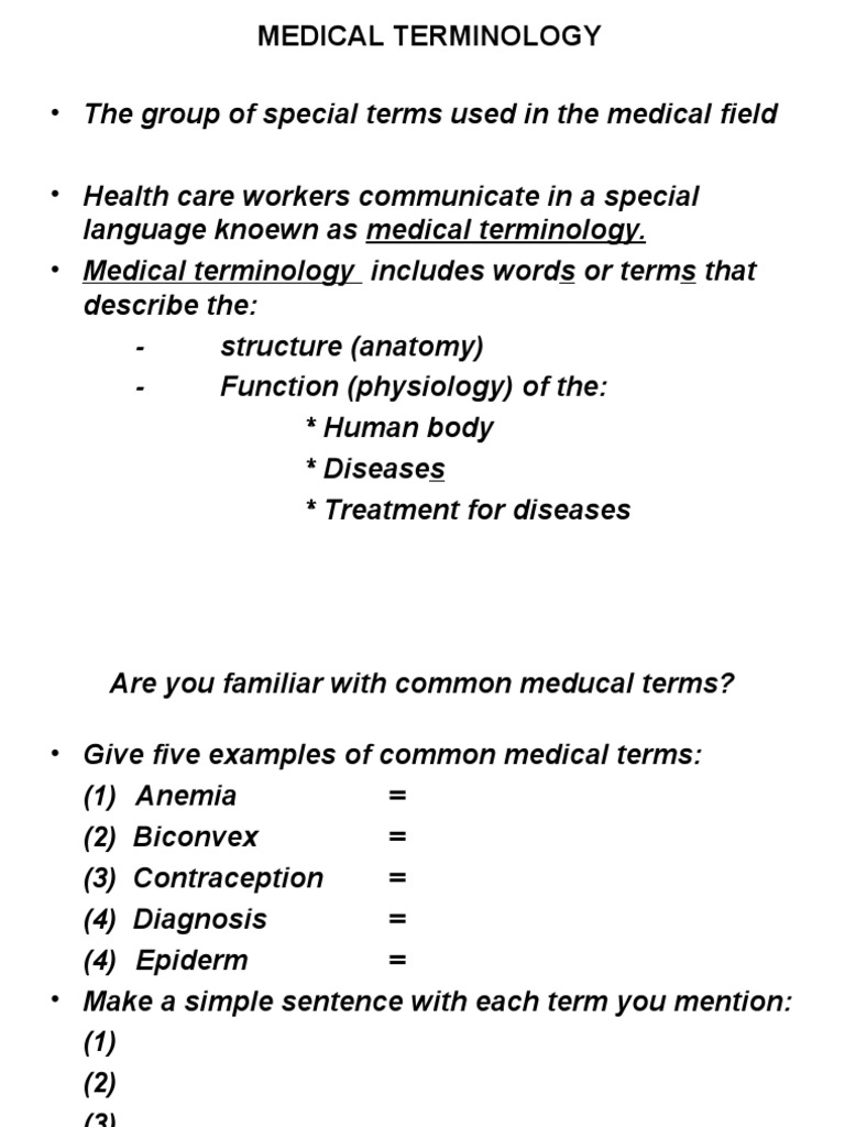 1c. Medical Terminology | PDF | Medicine | Linguistics