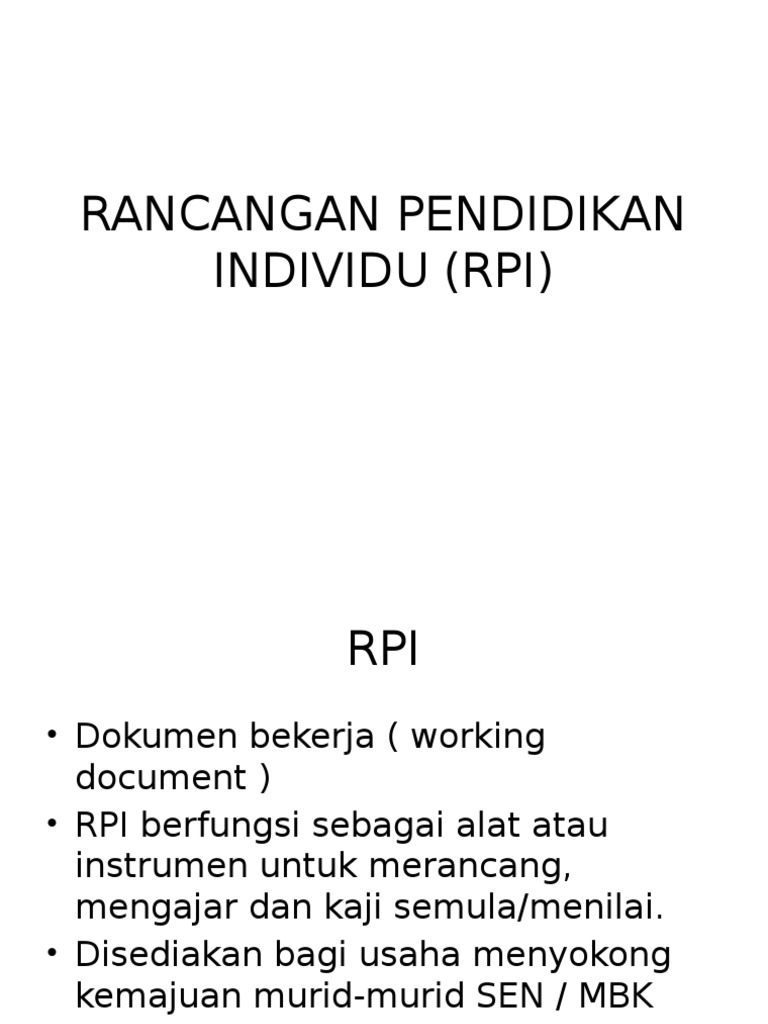Rancangan Pendidikan Individu (Rpi) | PDF | Pengembangan Diri