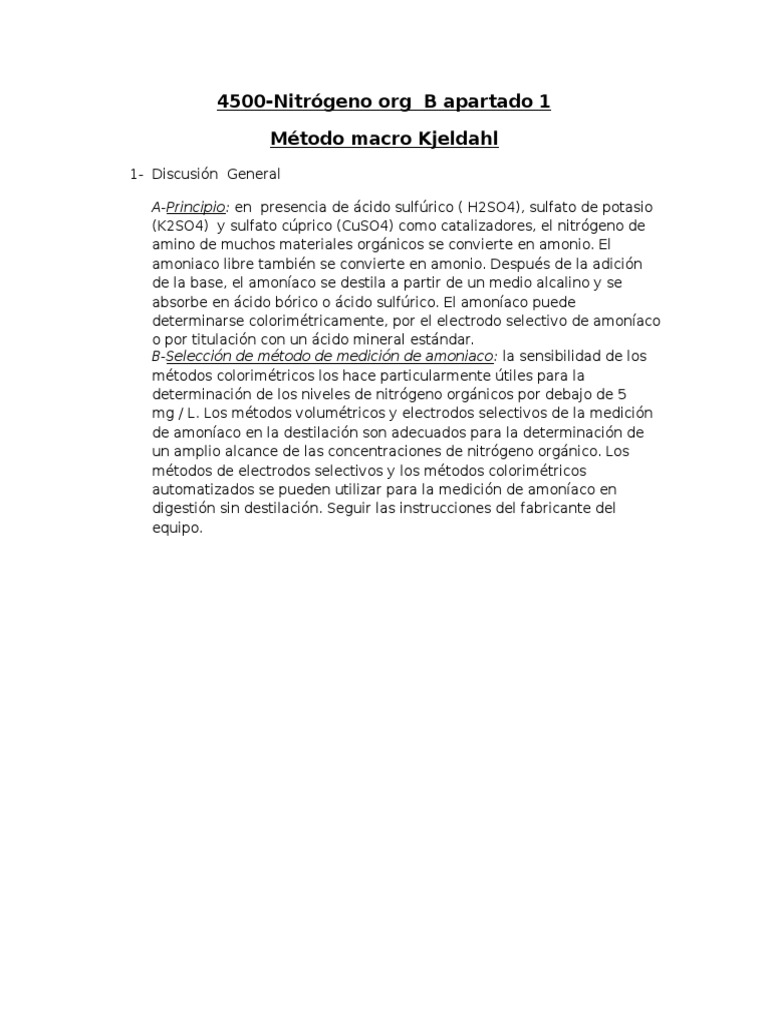 Método Macro Kjeldahl | PDF