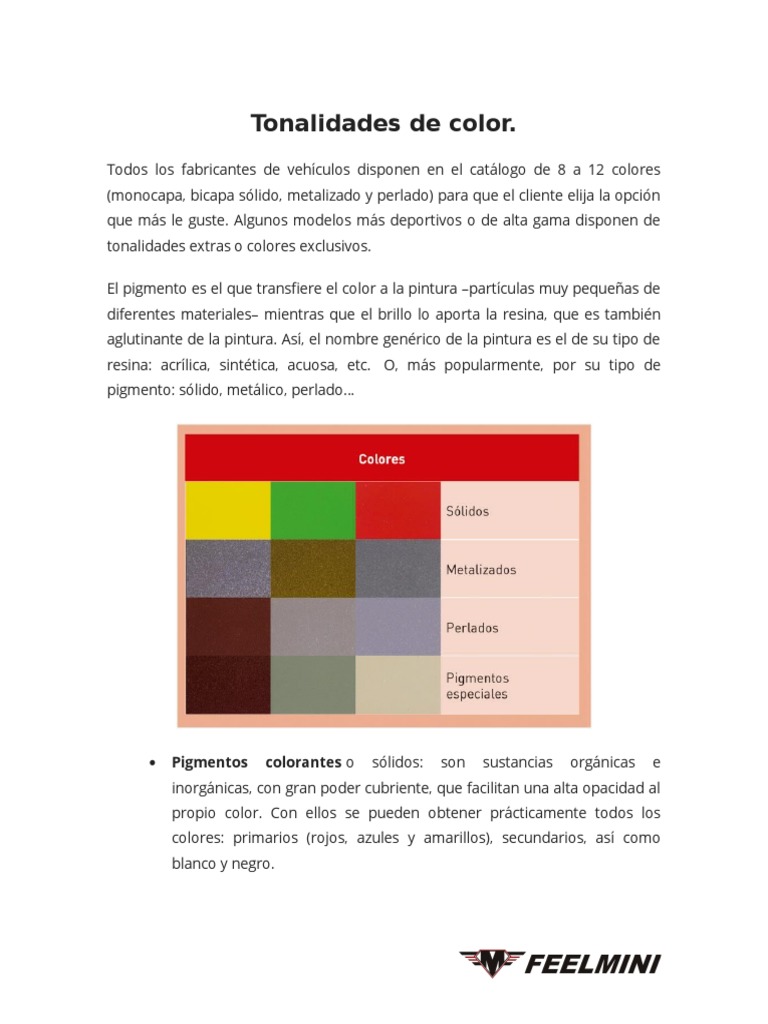 Tonalidades de Colores | Descargar gratis PDF | Pigmento | Color