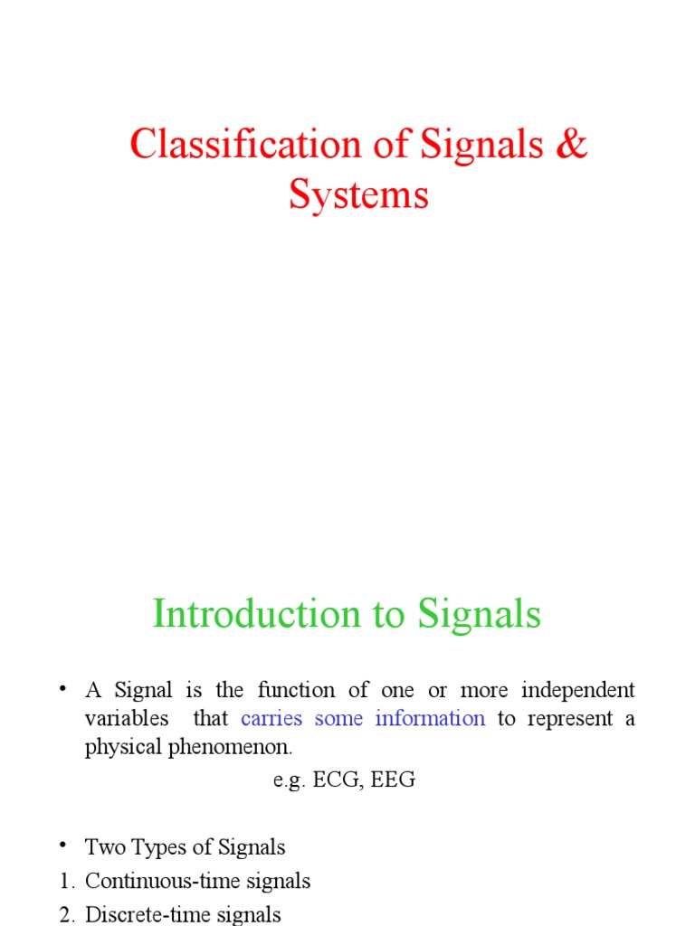 Classification of Signals & Systems | PDF | Signal (Electrical ...