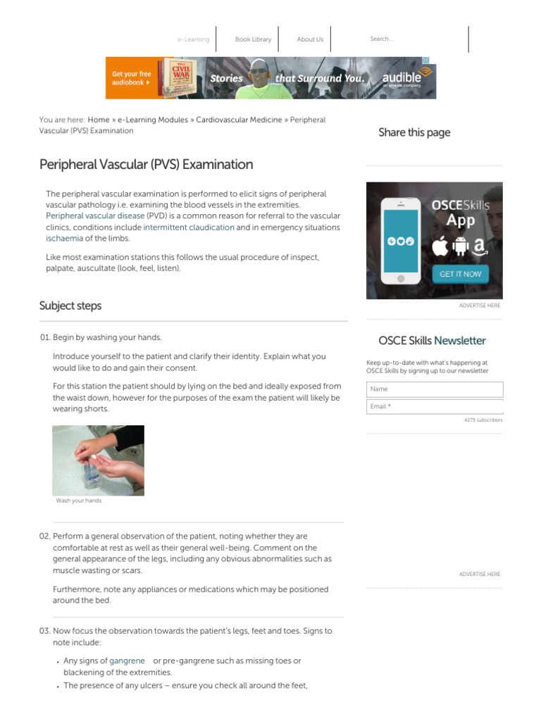 Peripheral Vascular (PVS) Examination OSCE Station Guide | PDF | Pulse ...