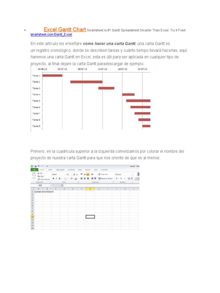 Carta Gantt en Excel | PDF | Microsoft Excel | Point and Click