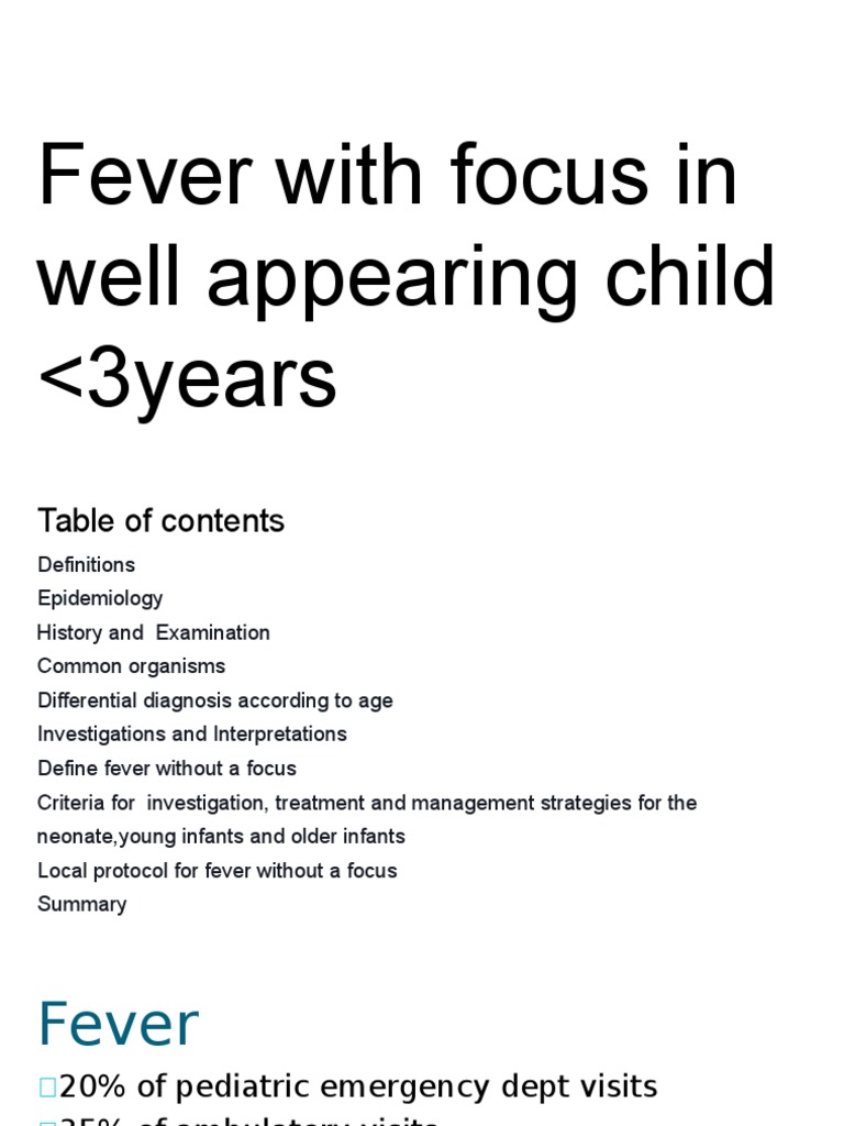 Fever With Focus in Well Appearing Child - 3years | PDF