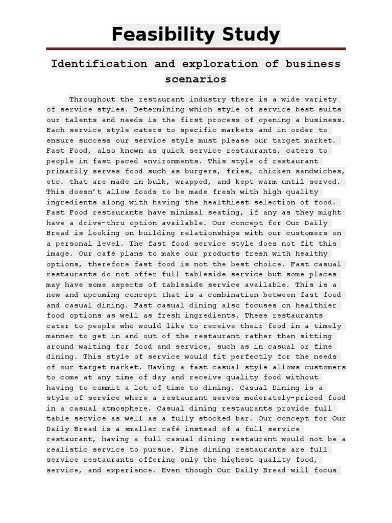 Feasibility Study: Identification and Exploration of Business Scenarios ...