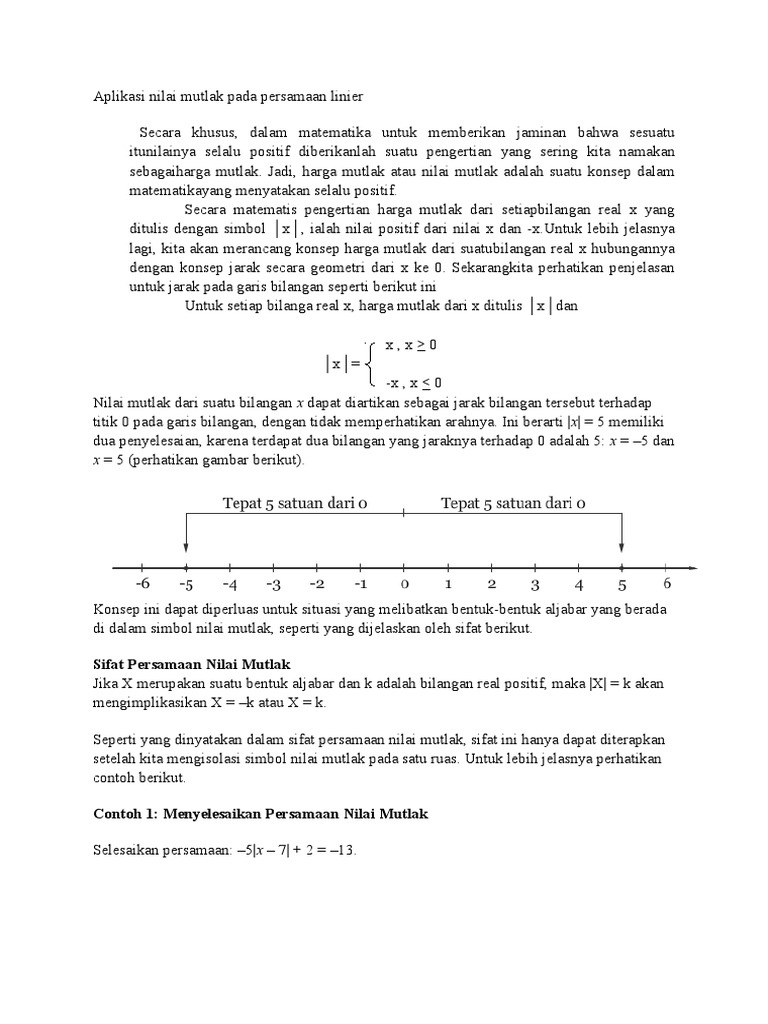 Konsep Nilai Mutlak dalam Persamaan | PDF