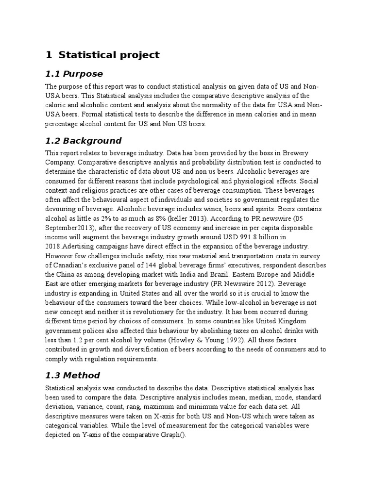 Statistical Analysis Report | PDF | Mean | Median