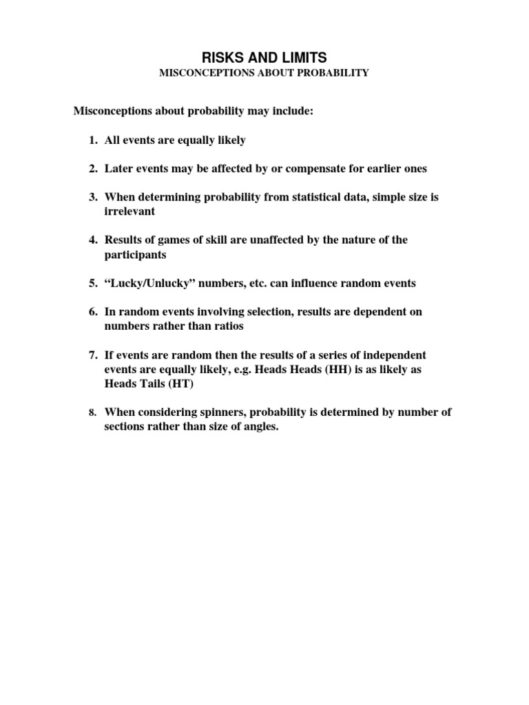 Probability Miscon | PDF | Probability | Odds