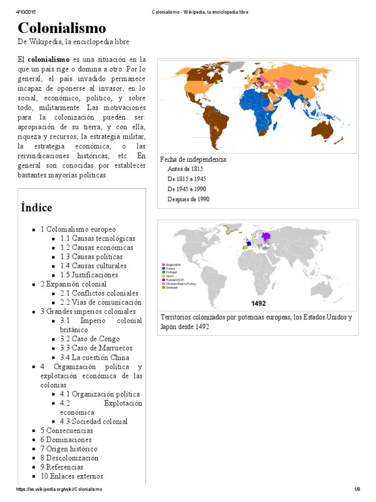 Colonialismo - Wikipedia, La Enciclopedia Libre | Colonialismo | Europa ...