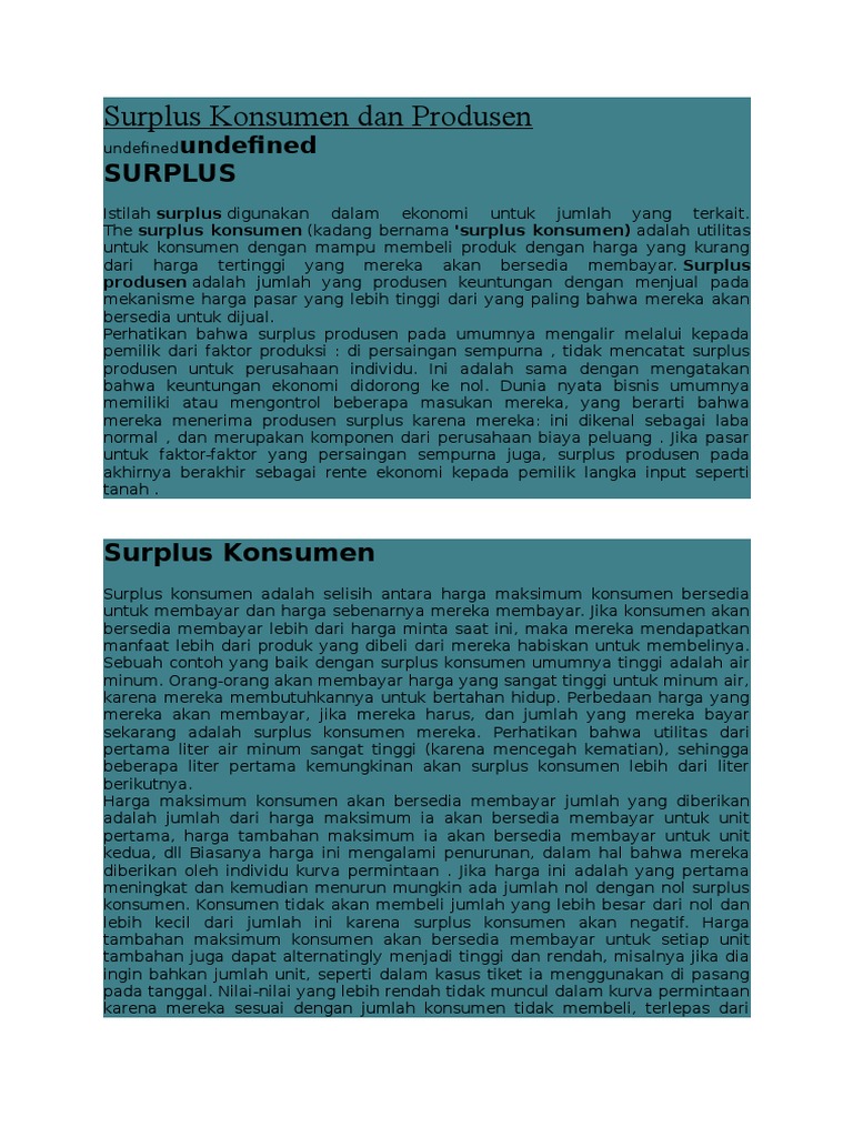 Surplus Konsumen Dan Produsen | PDF