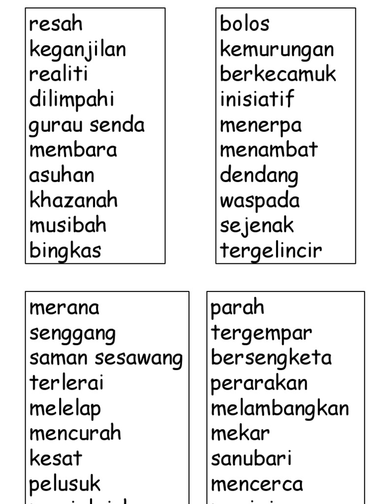 Kosa Kata Tahun 6 | PDF