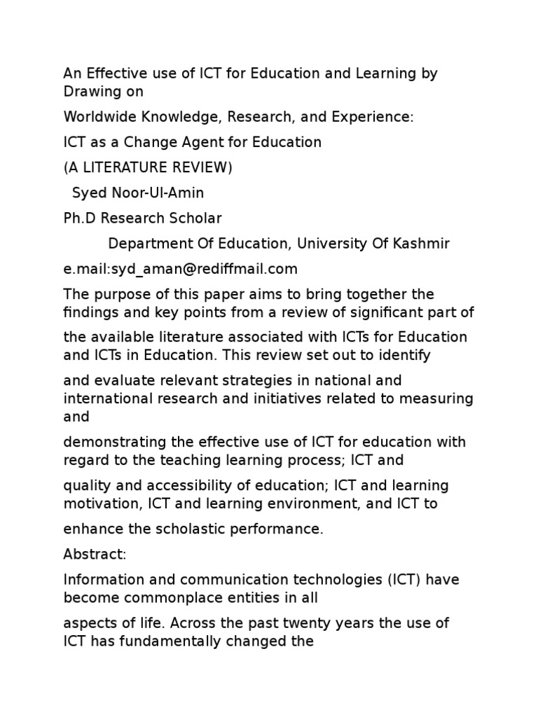 An Effective Use of ICT For Education An | PDF | Educational Technology ...