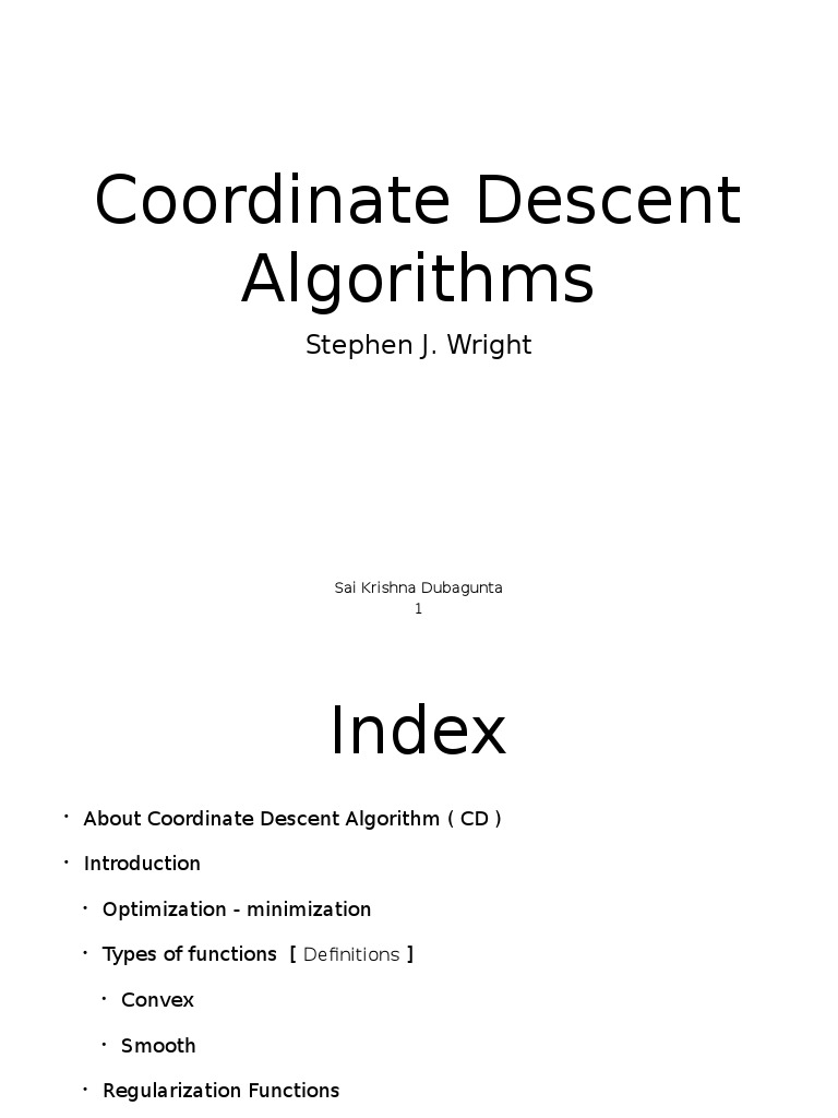 Coordinate Descent Algorithms Stephen J Wright Pdf Mathematical Optimization Least Squares