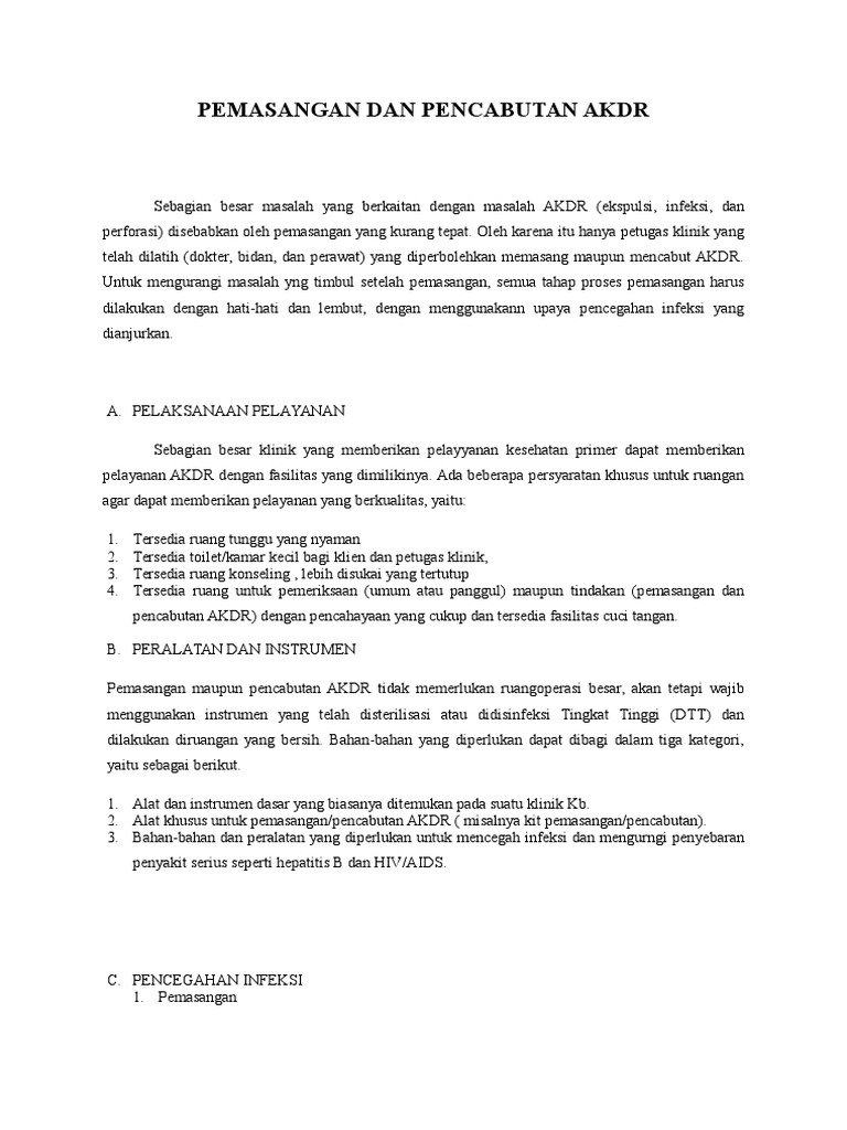 Pemasangan Dan Pencabutan AKDR | PDF