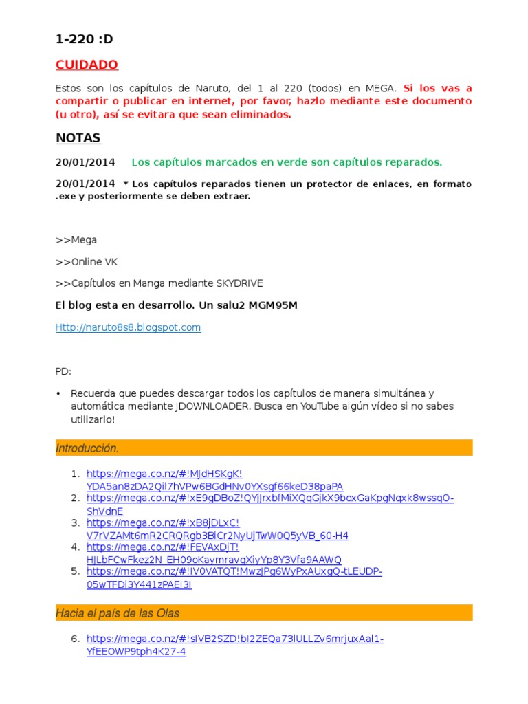 Naruto MEGA Links Descarga | PDF | Business