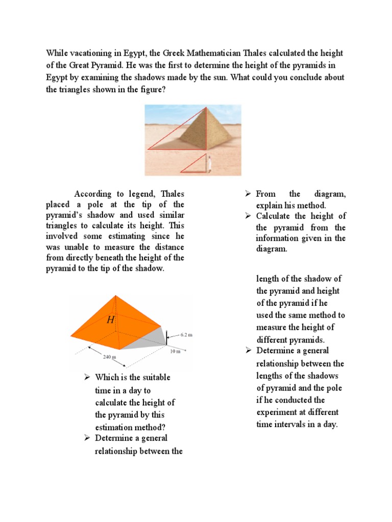 Investigation - Height of the Pyramid