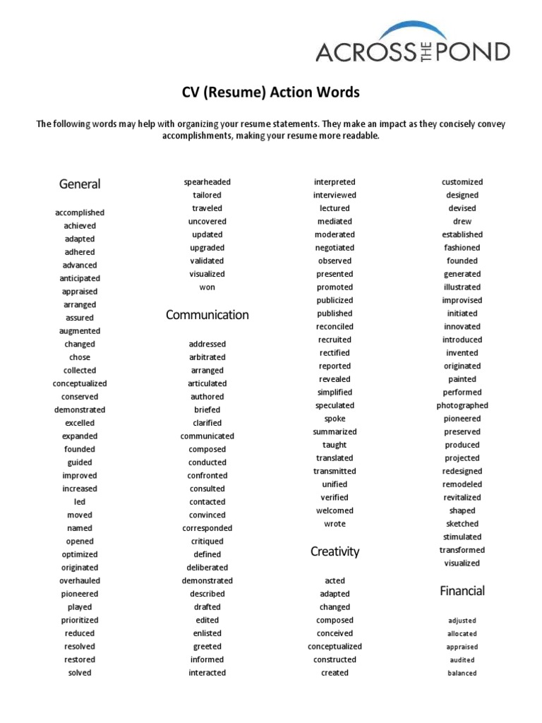 CV Vocabulary | PDF | Business
