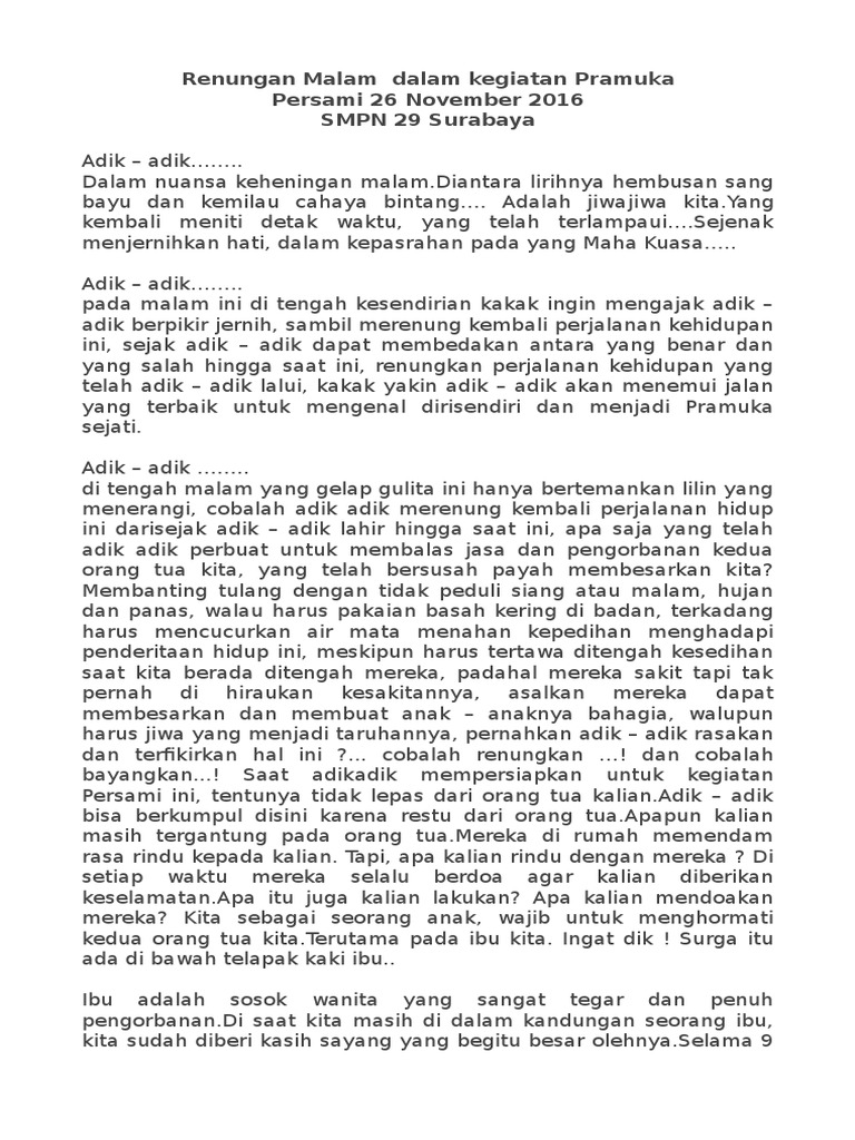 Renungan Malam Persami | PDF