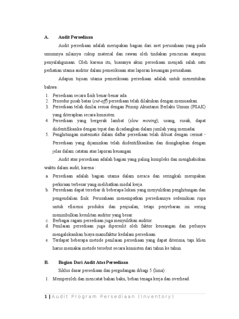 Audit Program Inventory | PDF