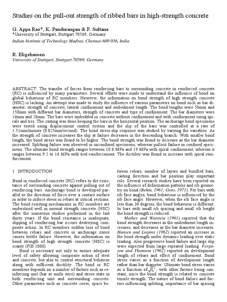rebar pullout testing.pdf | Strength Of Materials | Fracture