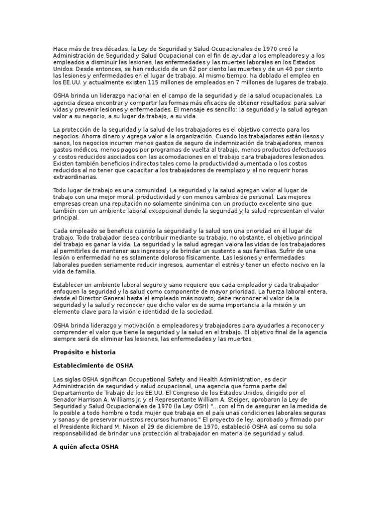 Normas Osha | PDF | Administración de Seguridad y Salud Ocupacional ...