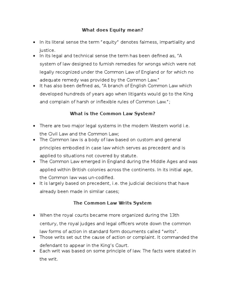 Equity | Equity (Law) | Common Law