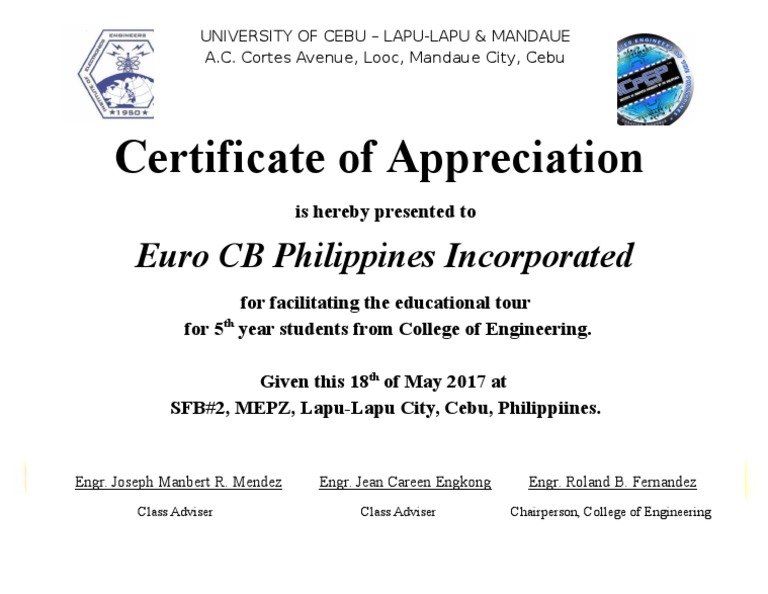 Certificate For Tour | PDF