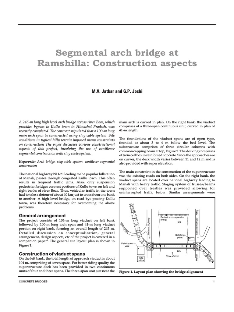Kullu's New Stay Cable Arch Bridge | PDF | Bridge | Traffic