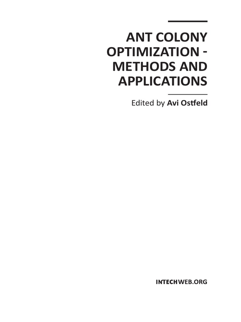 Ant Colony Optimization Methods And Applications Pdf Mathematical Optimization Areas Of