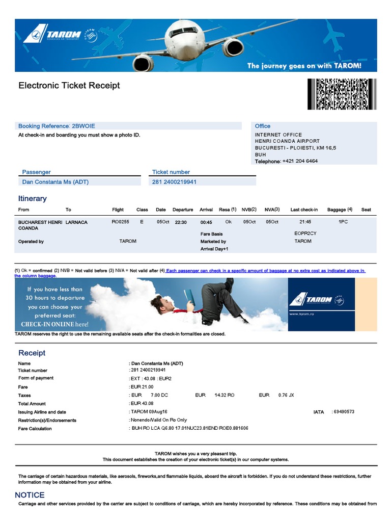 Your Electronic Ticket Receipt | PDF | Transport | Business