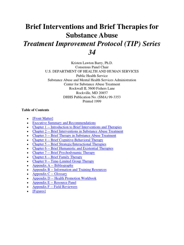 Treatment Improvement Protocol (TIP) Series 34: Brief Interventions and ...