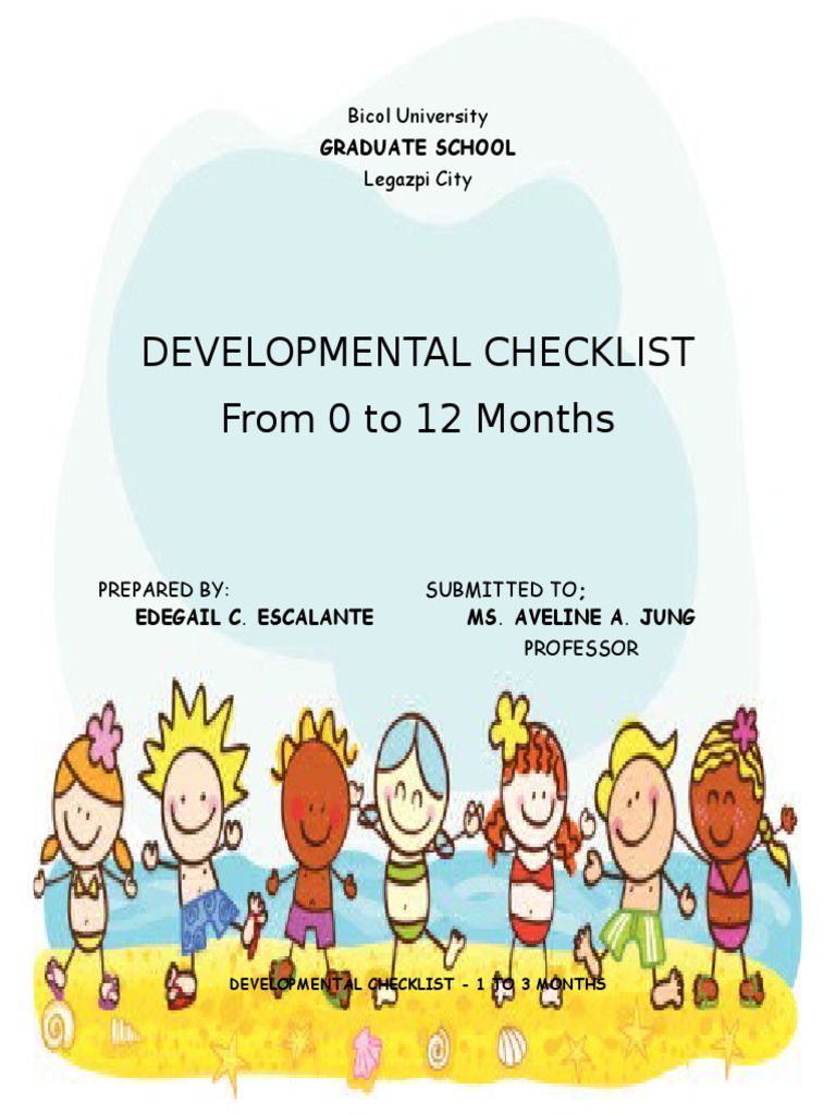 Developmental Checklist for Infants 0-12 Months | PDF | Face | Human ...