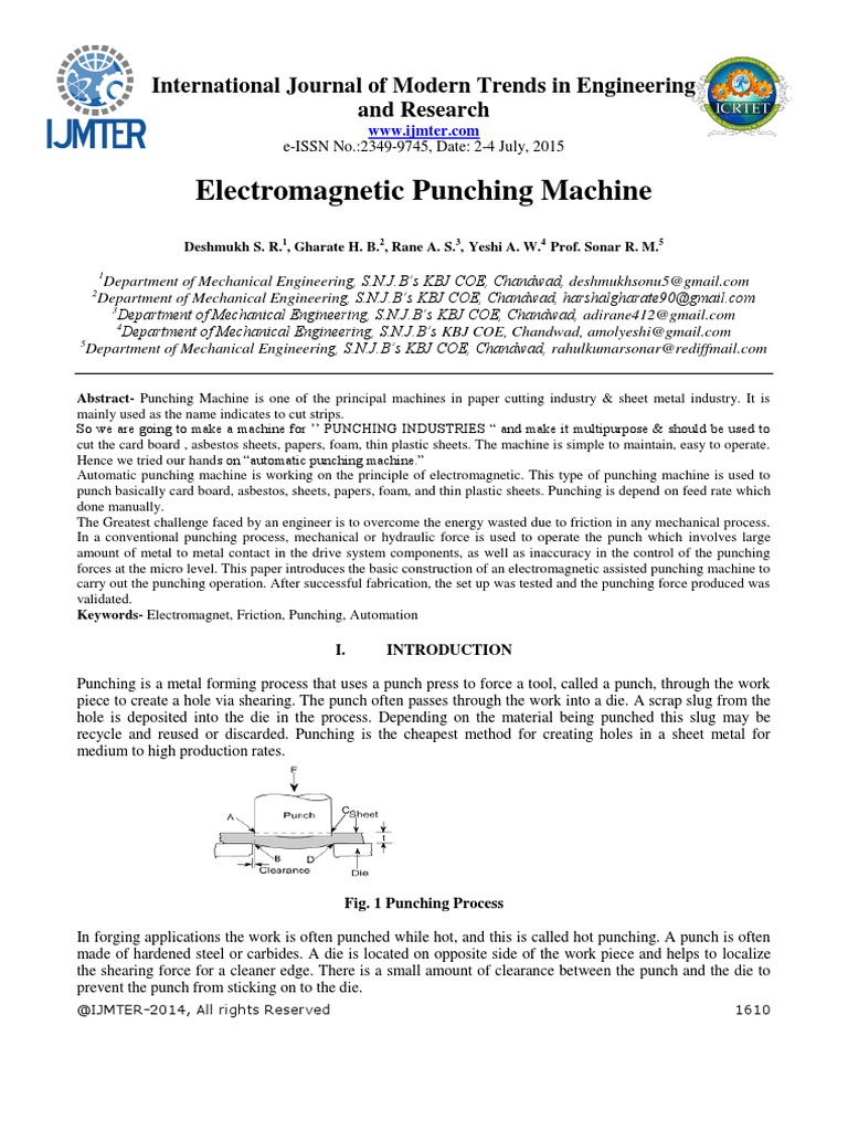 Electromagnetic Punching Machine | PDF | Magnetic Field | Force