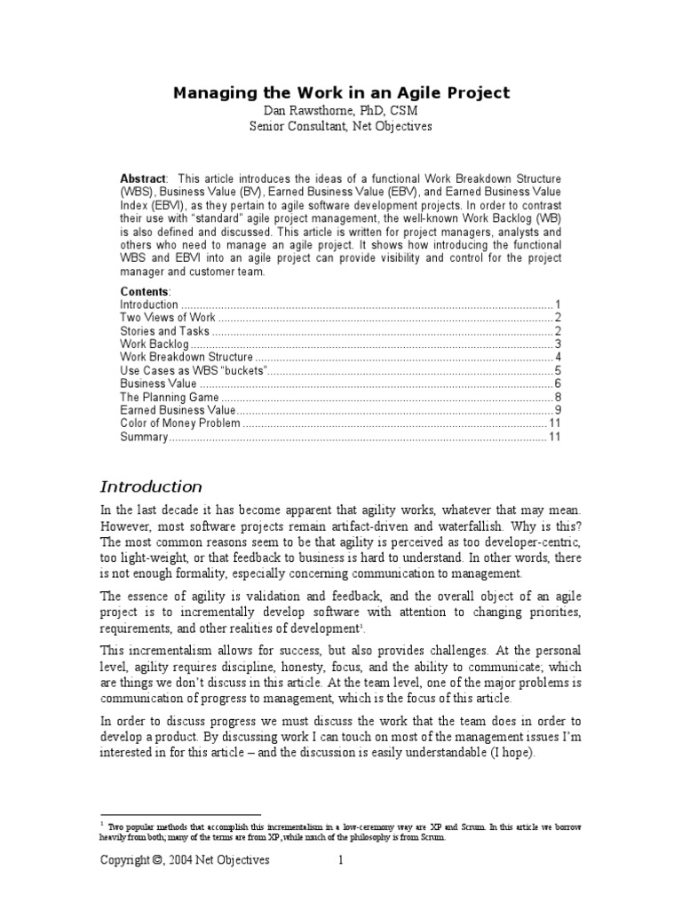 Managing The Work in An Agile Project | PDF | Use Case | Agile Software Development