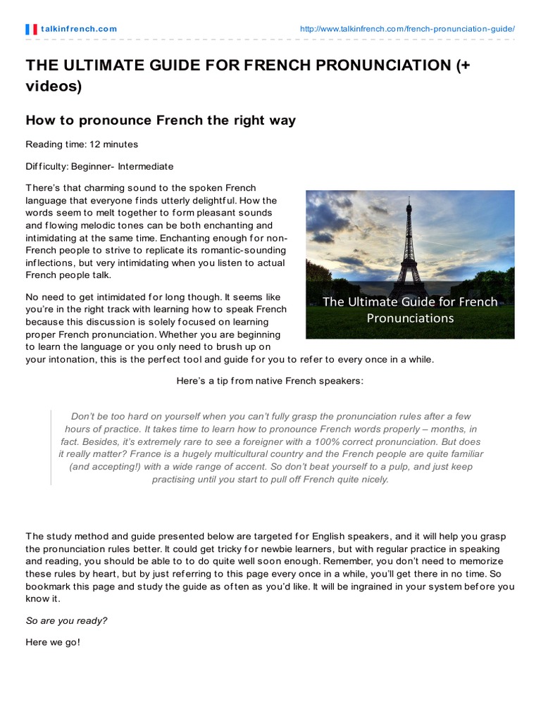 The Ultimate Guide For French Pronunciation | PDF | Stress (Linguistics ...