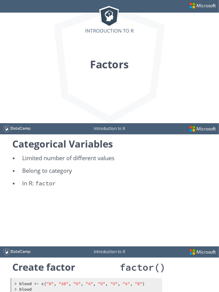 Introduction To R: Factors | PDF | Teaching Mathematics | Computer ...