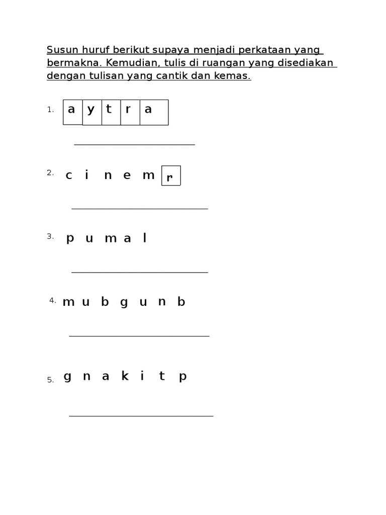 Latihan Susun Huruf | PDF