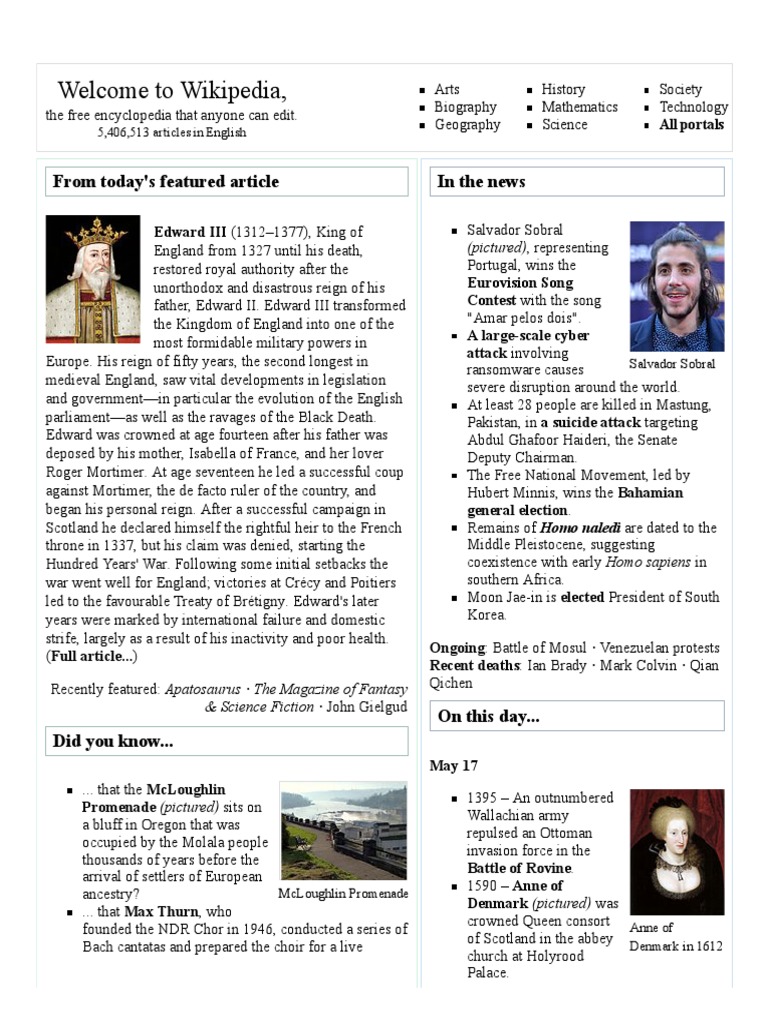 Welcome To Wikipedia,: From Today's Featured Article in The News ...