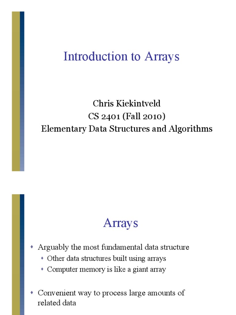 Arrays Slides | PDF | Array Data Structure | Data Type